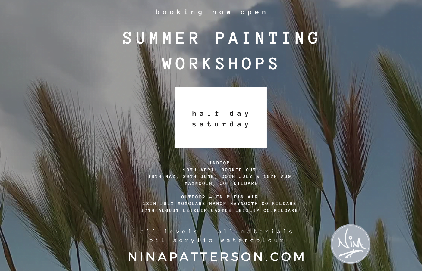 Summer Saturday Half Day Painting Workshops - Booking Open!! - Nina Patterson Art